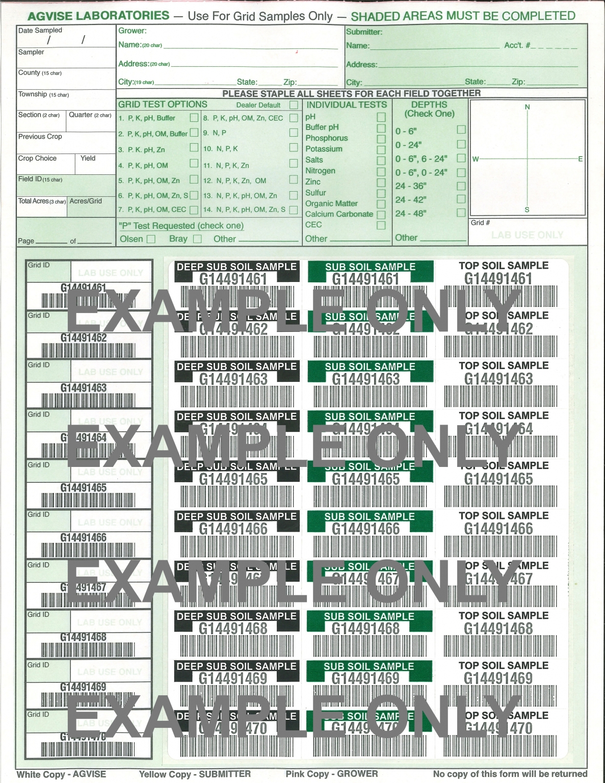 Soil Submission Form, Grid - Agvise Laboratories