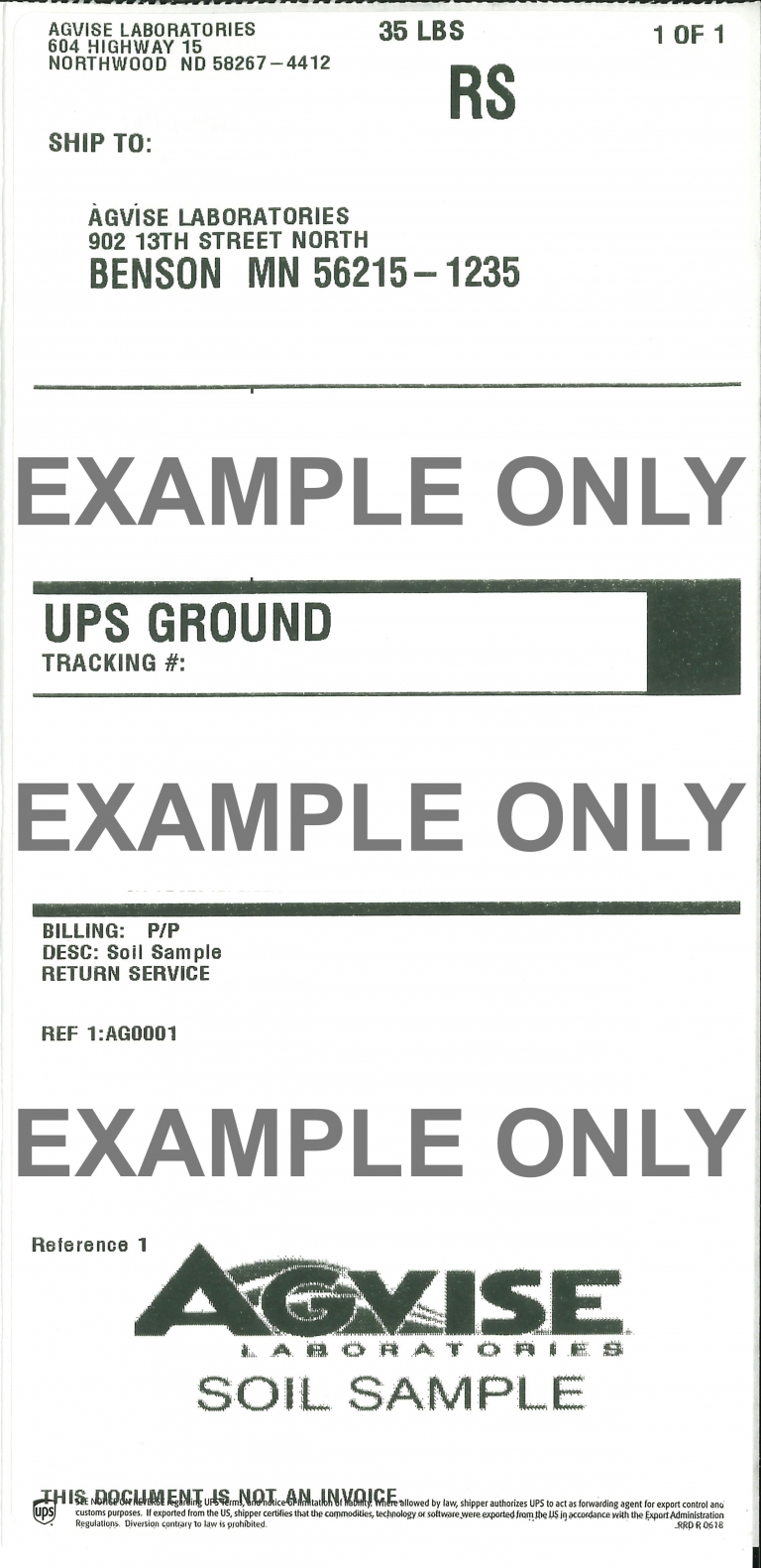UPS Shipping Label - Agvise Laboratories